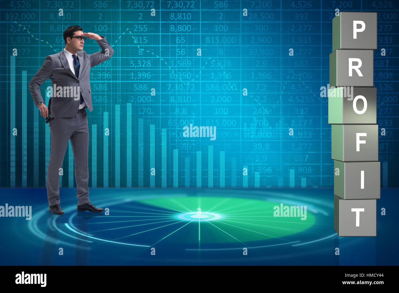 Businessman in the search for profits Stock Photo - Alamy
