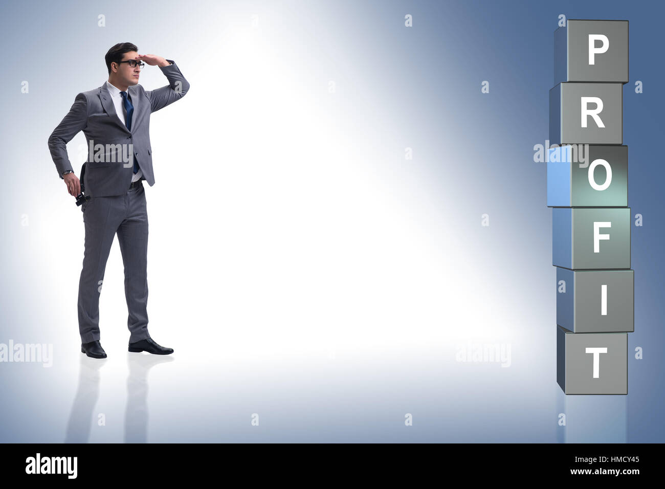 Businessman in the search for profits Stock Photo - Alamy