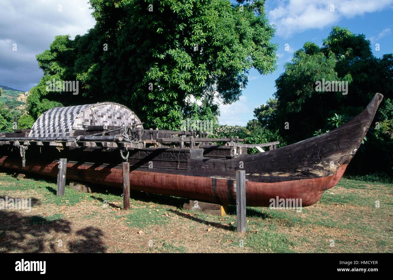 A pirogue boat for the Hawaiki Nui competition, Tahiti, Society islands ...
