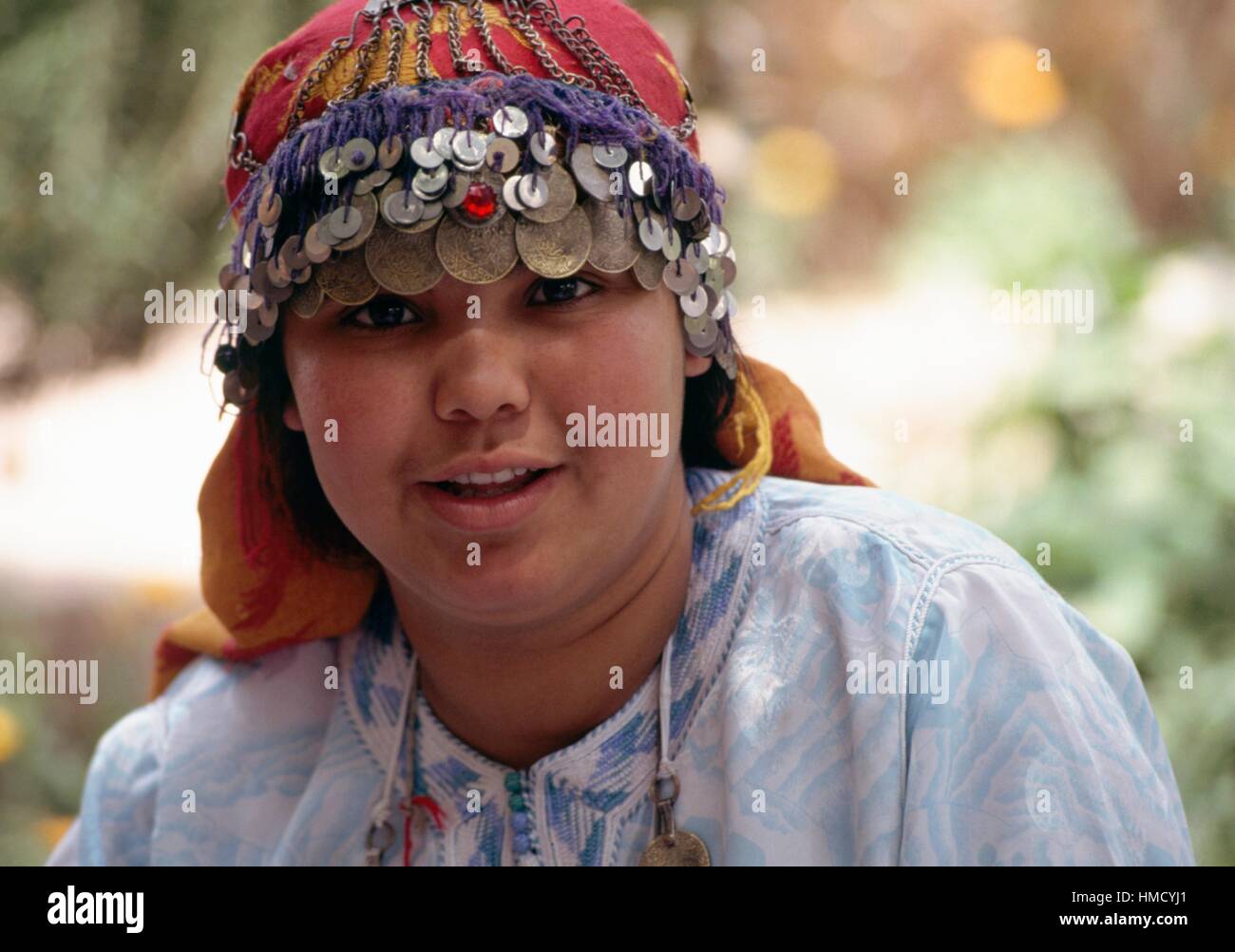 Young girl wearing a traditional costume, Marrakech, Morocco Stock ...