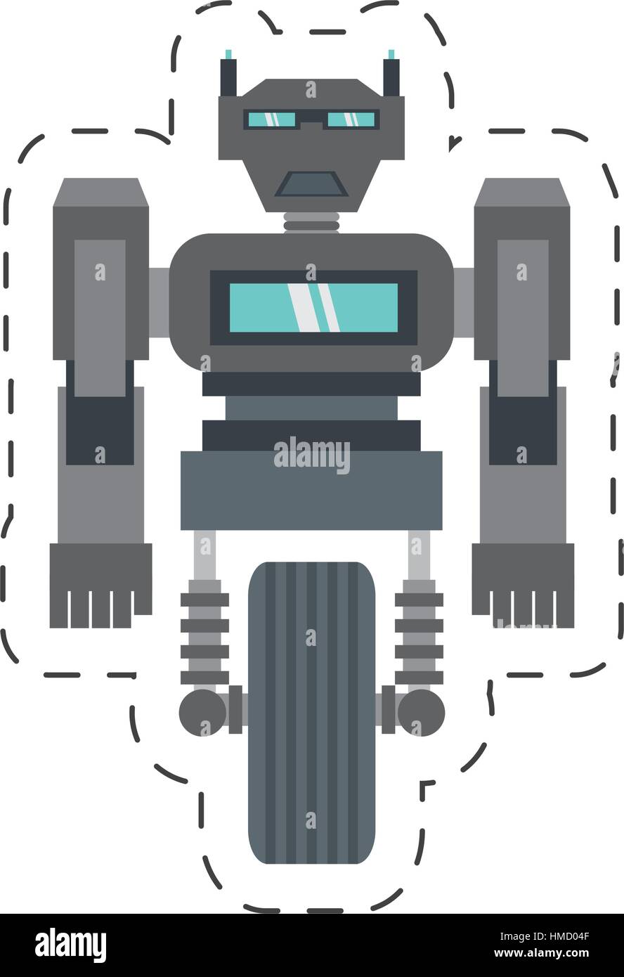 robot machine science technology cutting line vector illustration eps ...