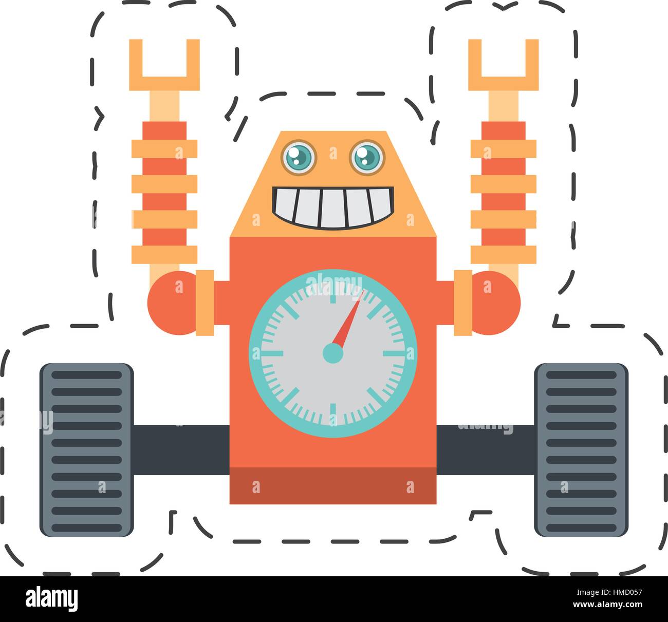 robot clock laungh rocket clock cutting line vector illustration eps 10 ...