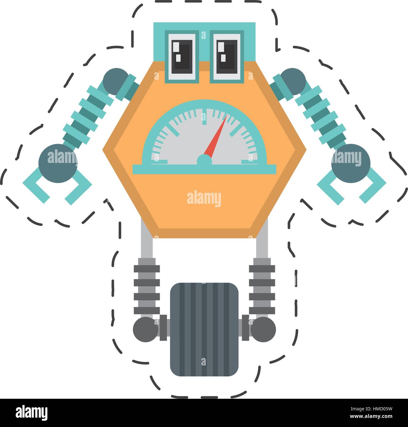 robot multi-task technology pincers arms cutting line vector ...