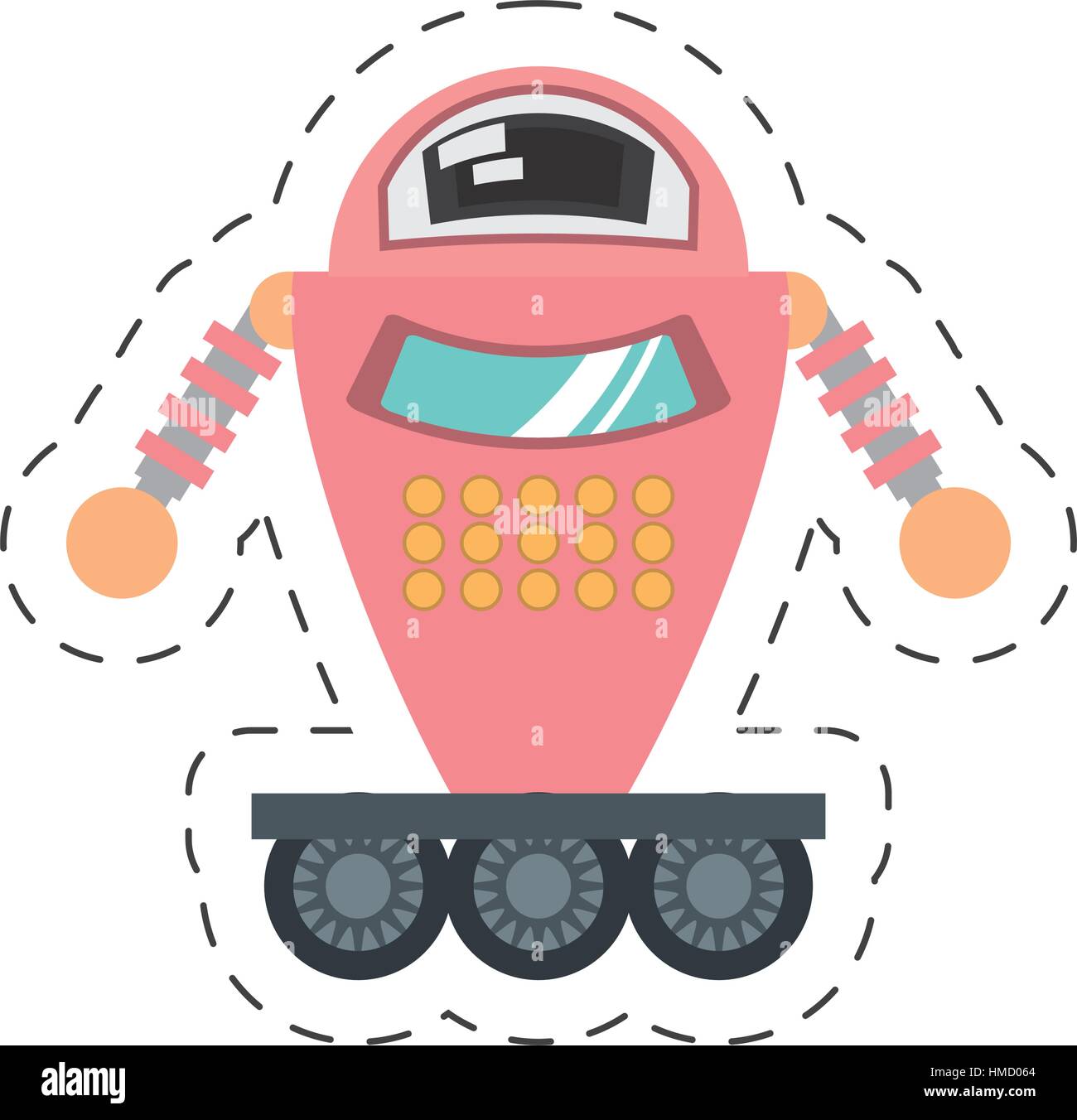 pink robot artificial intelligence cutting line vector illustration eps ...