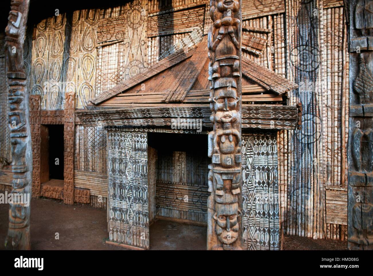 Entrance of a chefferie, home of the village chief, Bandjoun, Cameroon ...