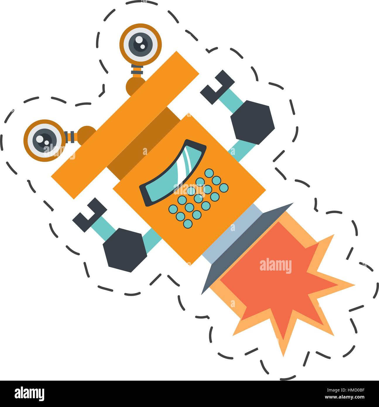 robot operator technology artificial cutting line vector illustration ...