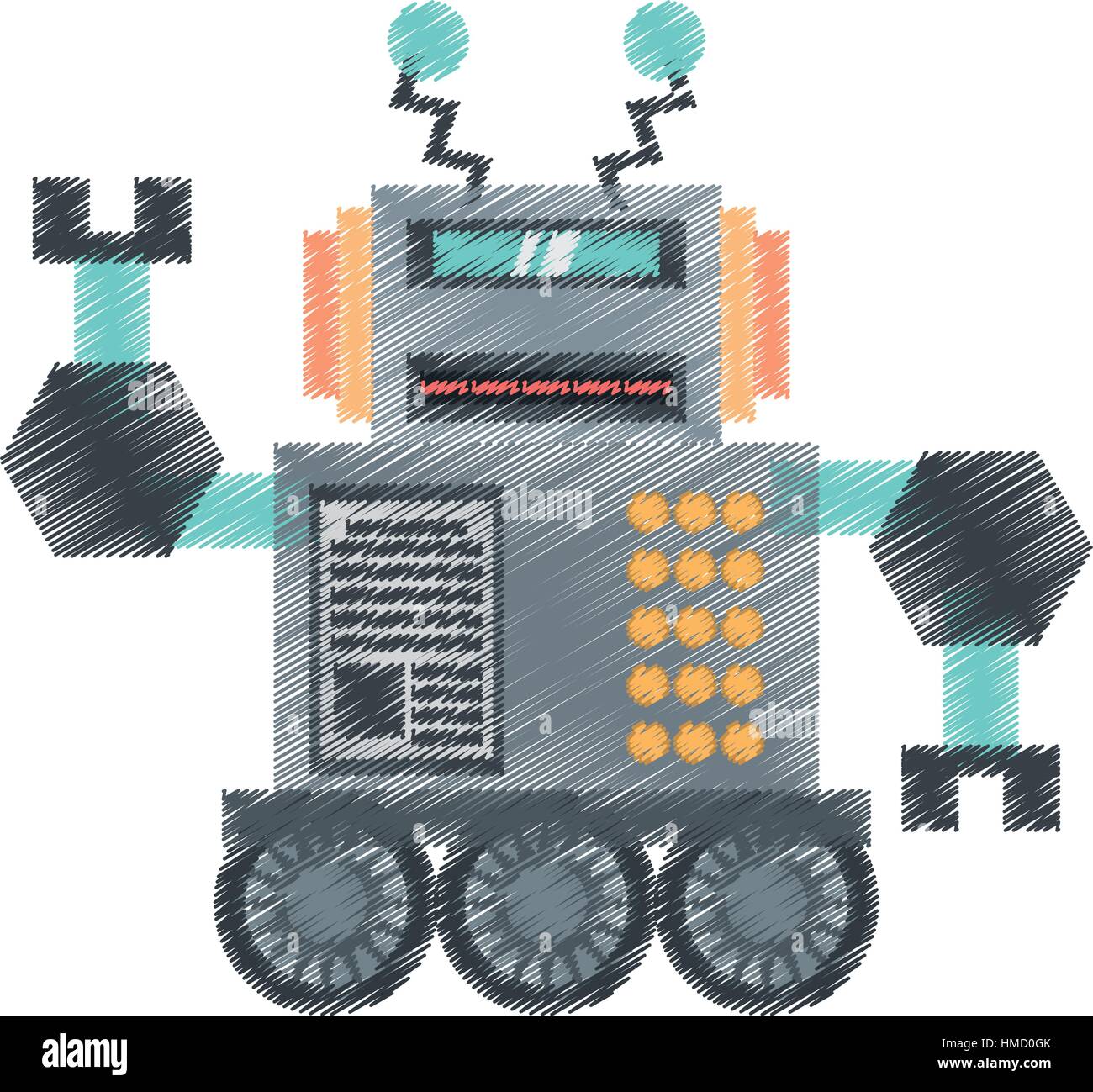 drawing robotic future technology with wheel vector illustration eps 10 ...