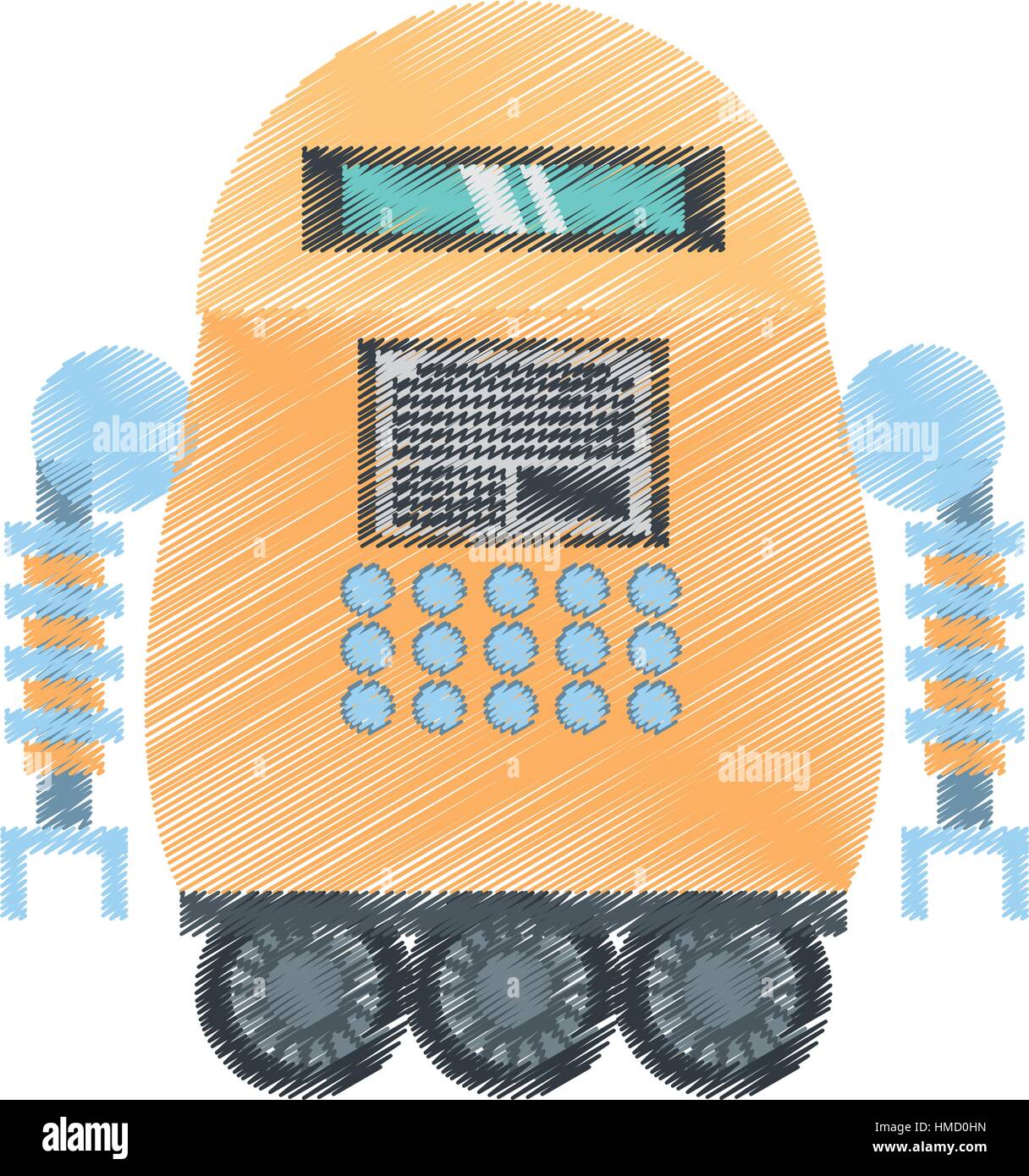 drawing yellow robotic system engineer vector illustration eps 10 Stock ...