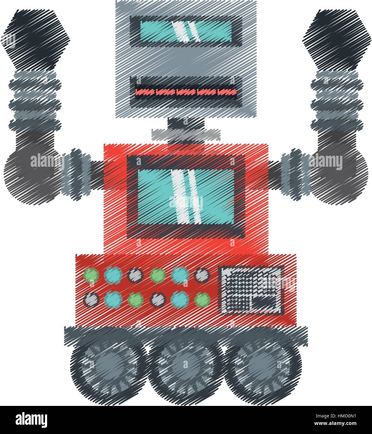 drawing robot machinery automation electronic vector illustration eps ...