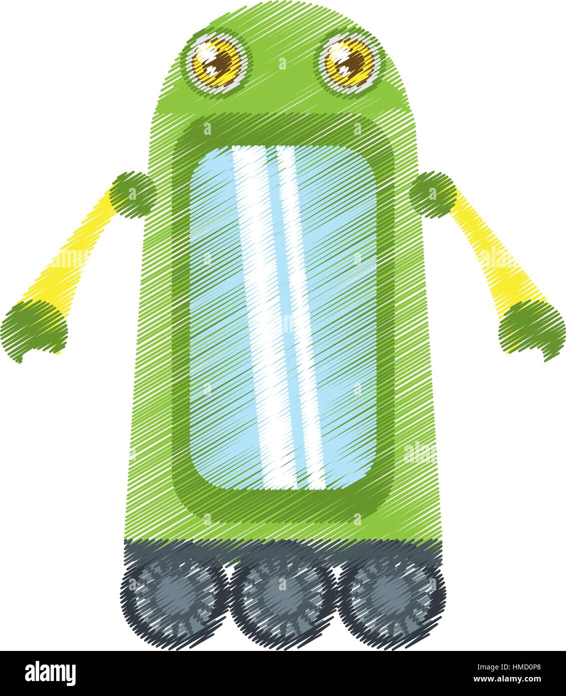 drawing green robot technology innovation vector illustration eps 10 ...