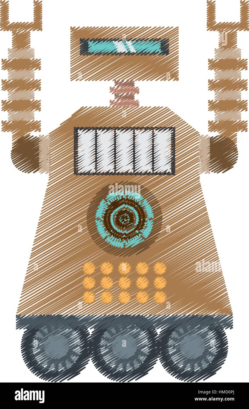 drawing brown robot technology future artificial intelligence vector ...
