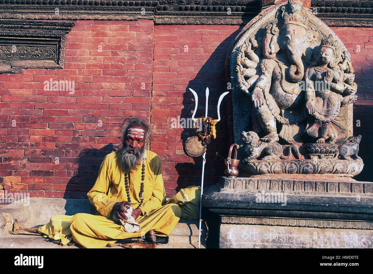 Sadhus, Hindu ascetic, in front of the Royal Palace of Patan (UNESCO ...