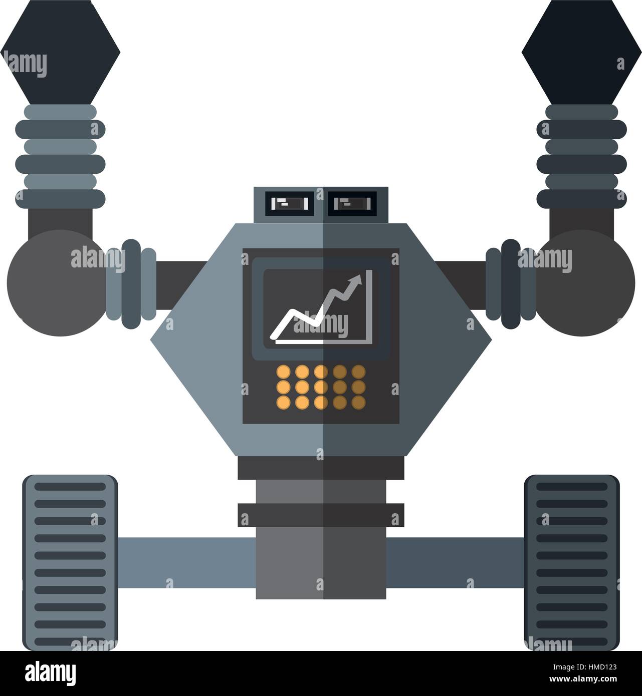 robot futuristic analytics screen wheel shadow vector illustration eps ...