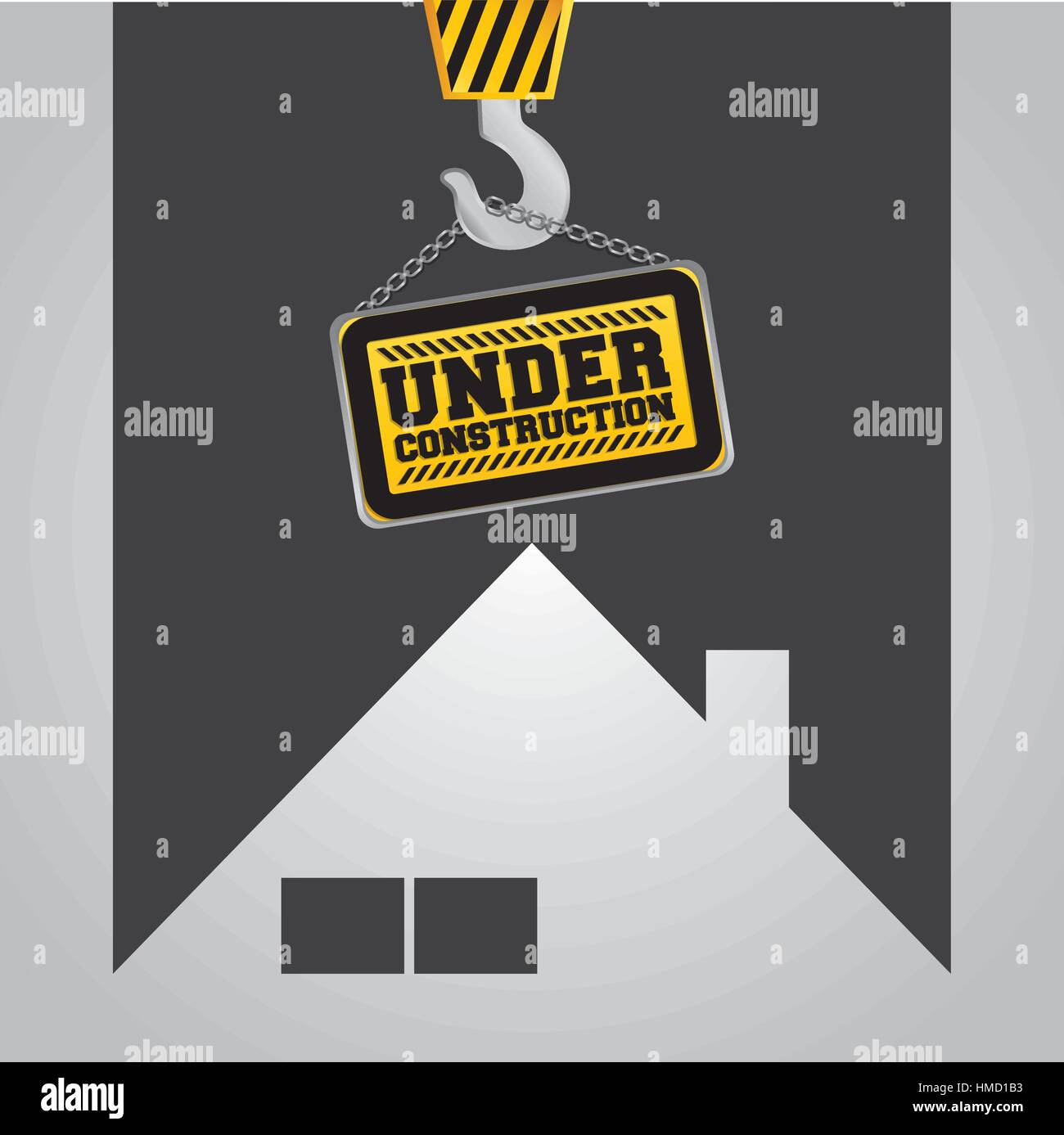 real state house under construction sign hanging vector illustration ...