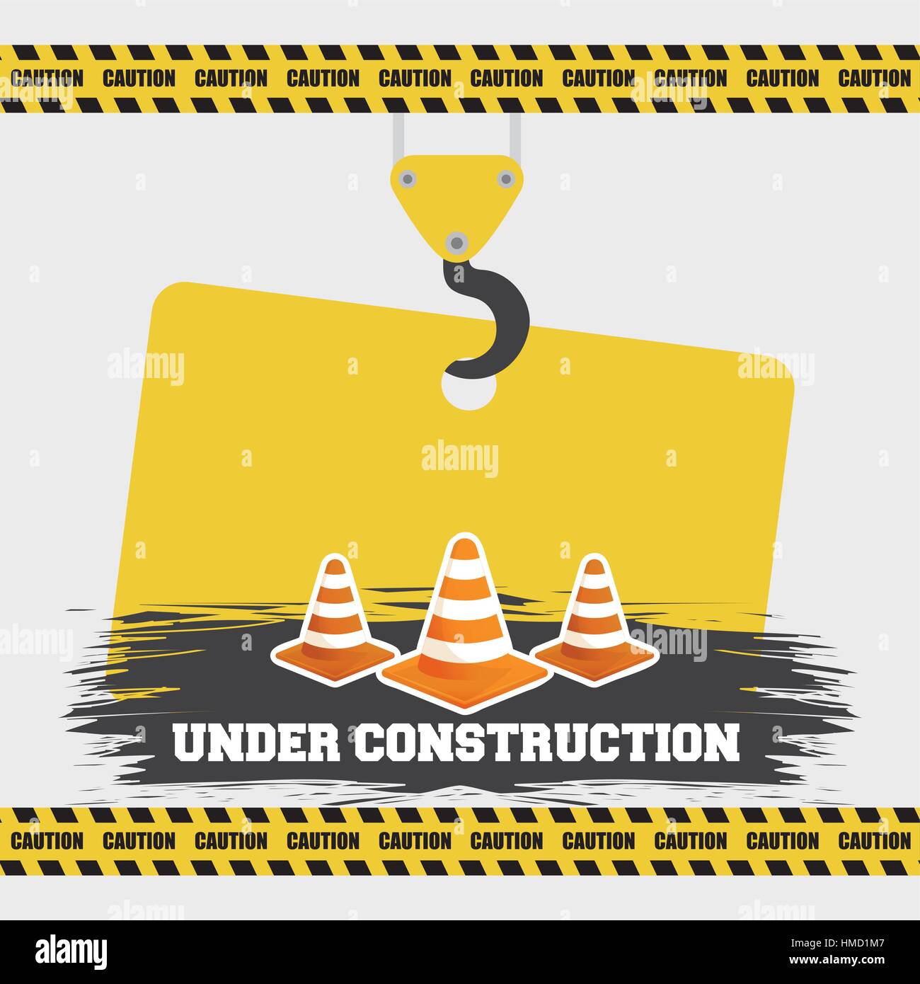 under construction cone traffic warming sign hanging vector ...
