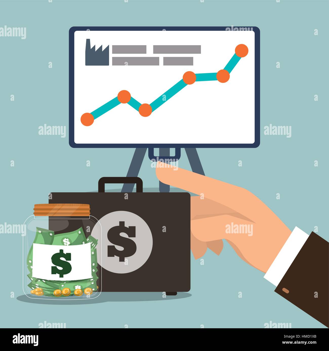 hand business board finance graph portfolio money vector illustration ...