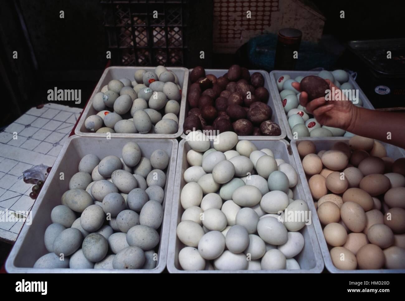 Eggs for sale in Wangfujing street, Beijing, China Stock Photo - Alamy