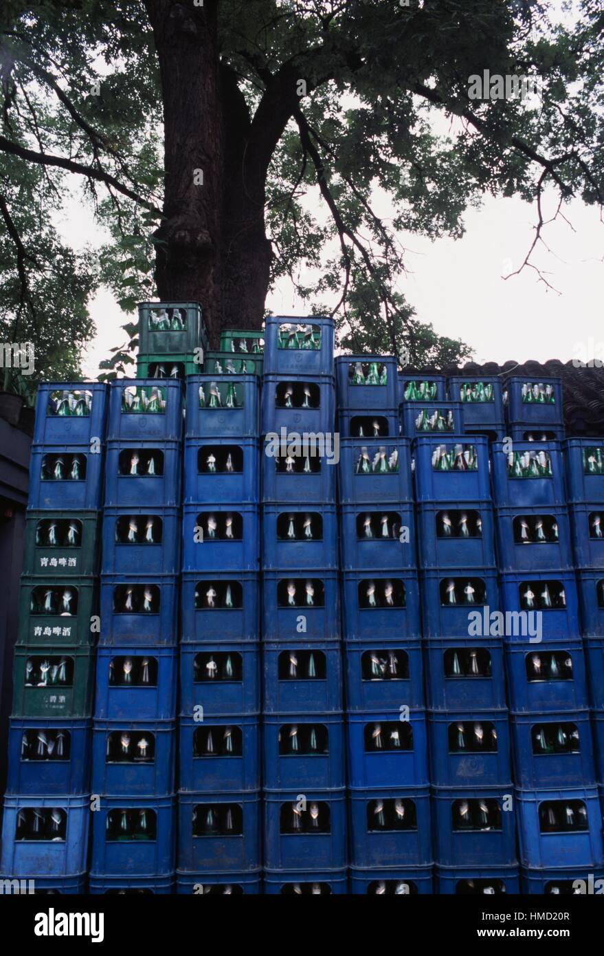 Crates of water bottles, Beijing, China Stock Photo - Alamy