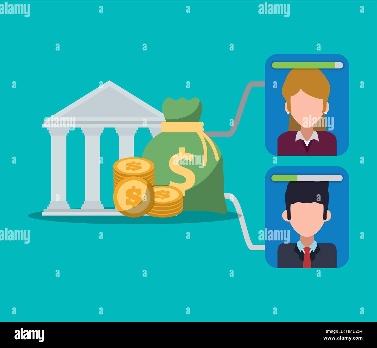 banking digital character money and coins vector illustration eps 10 ...