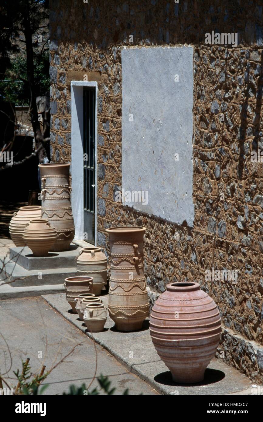 Decorated terracotta stoneware, Trapsano, Heraklion, Crete, Greece ...