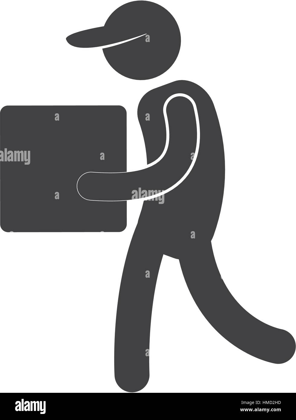 delivery man cardboard box with cap figure pictogram vector ...