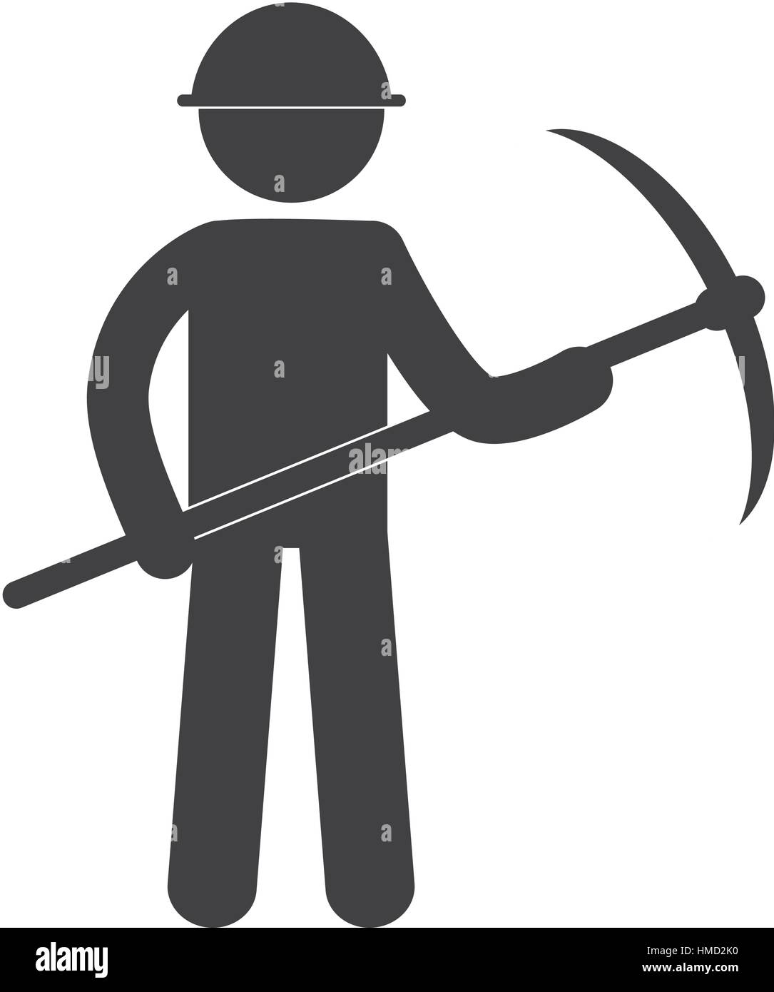 mining man with helmet pick axe figure pictogram vector illustration ...