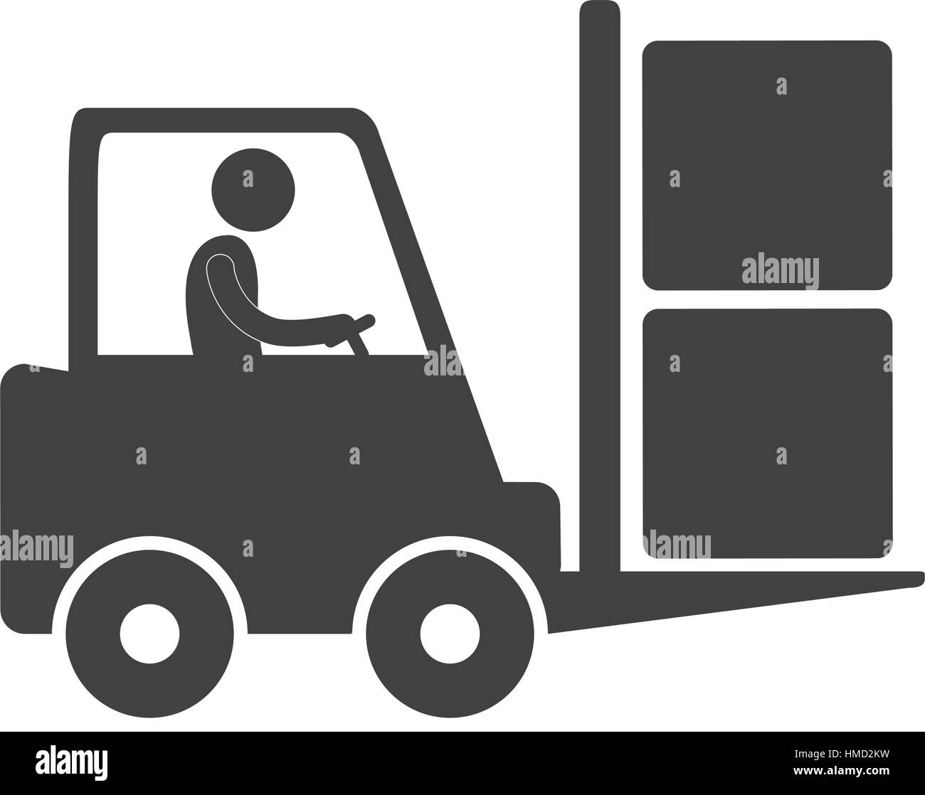 worker driving forklift truck delivery box figure pictogram vector ...