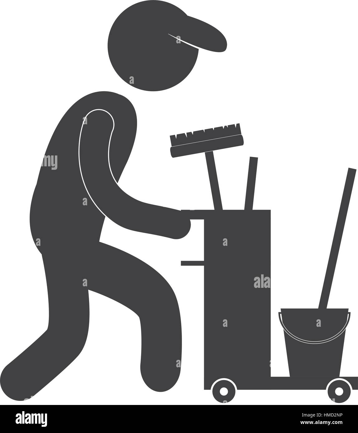 man worker cleaning equipment figure pictogram vector illustration eps ...