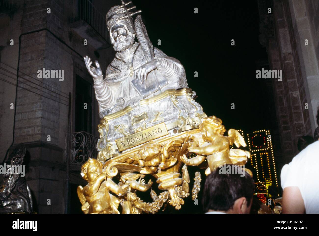 Statue of St Pontian, procession of the patron saints, Troia, Apulia ...