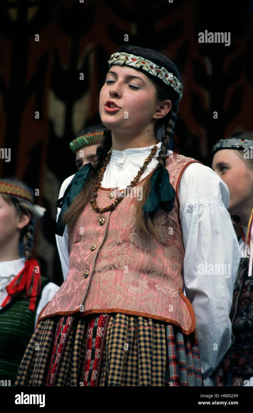 Girl in traditional costume, Vilnius, Lithuania Stock Photo - Alamy