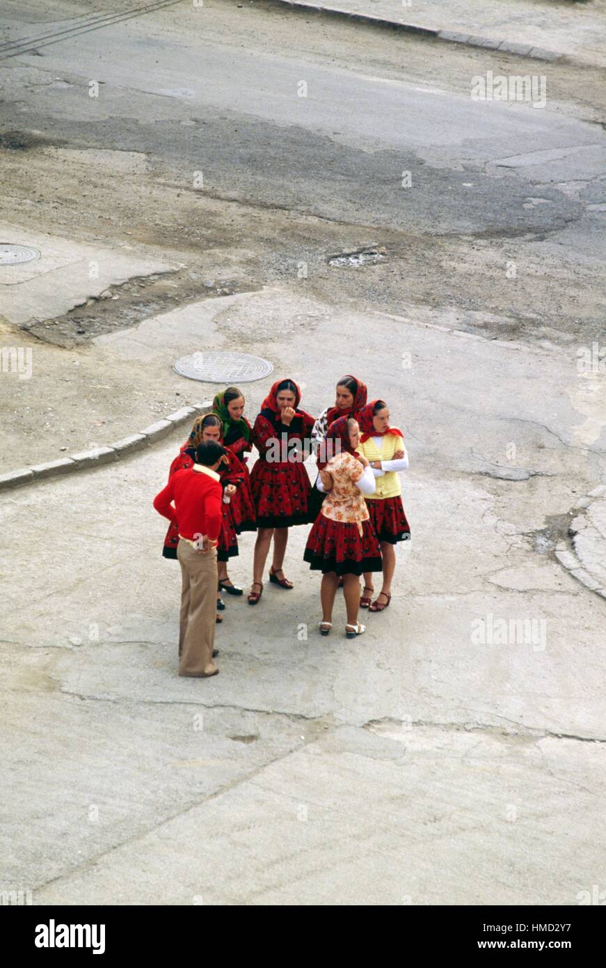 Group of young people in traditional clothes, Negresti-Oas, Romania ...