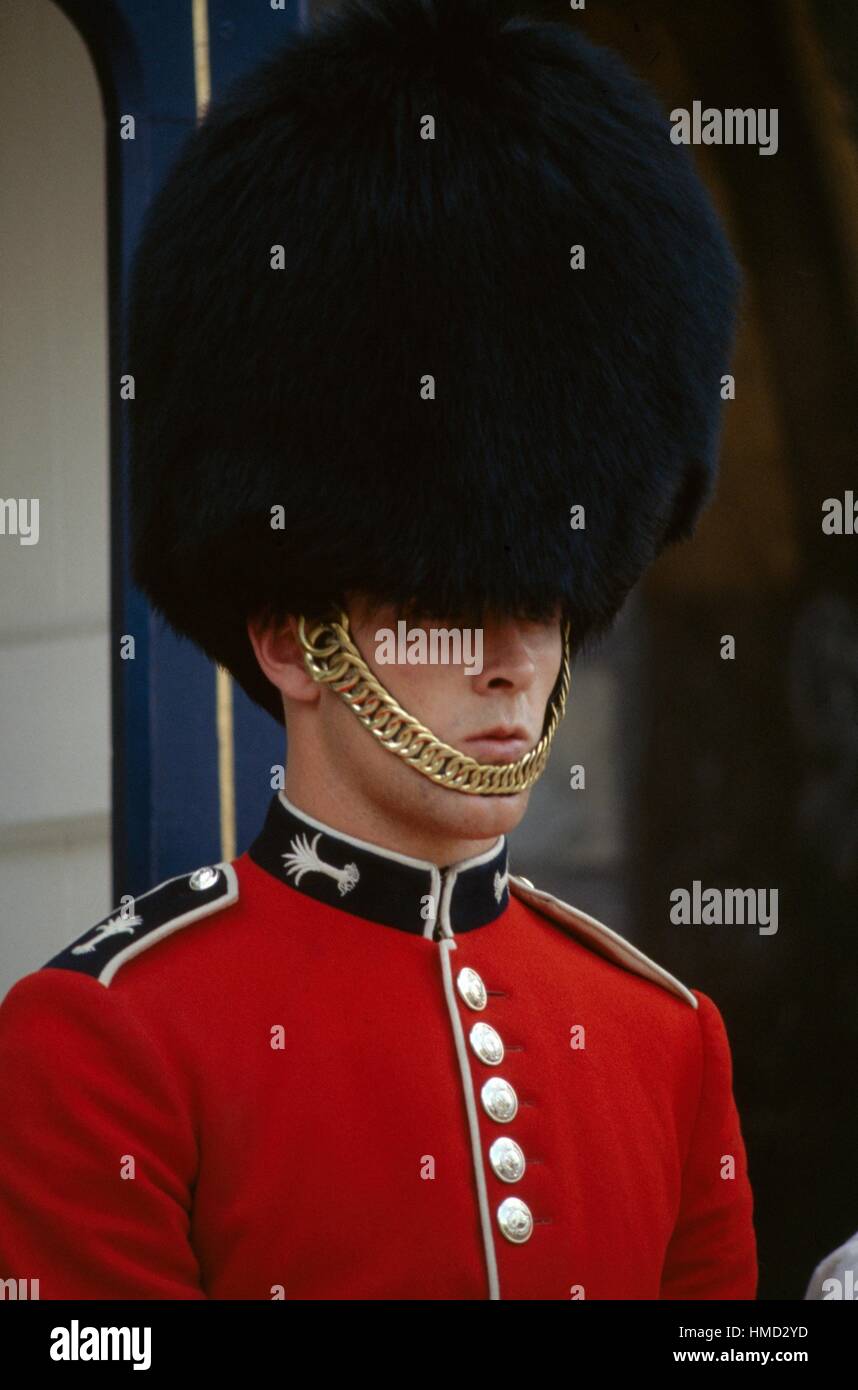 A guard (Queen's guard) in front of Buckingham Palace, London, England ...