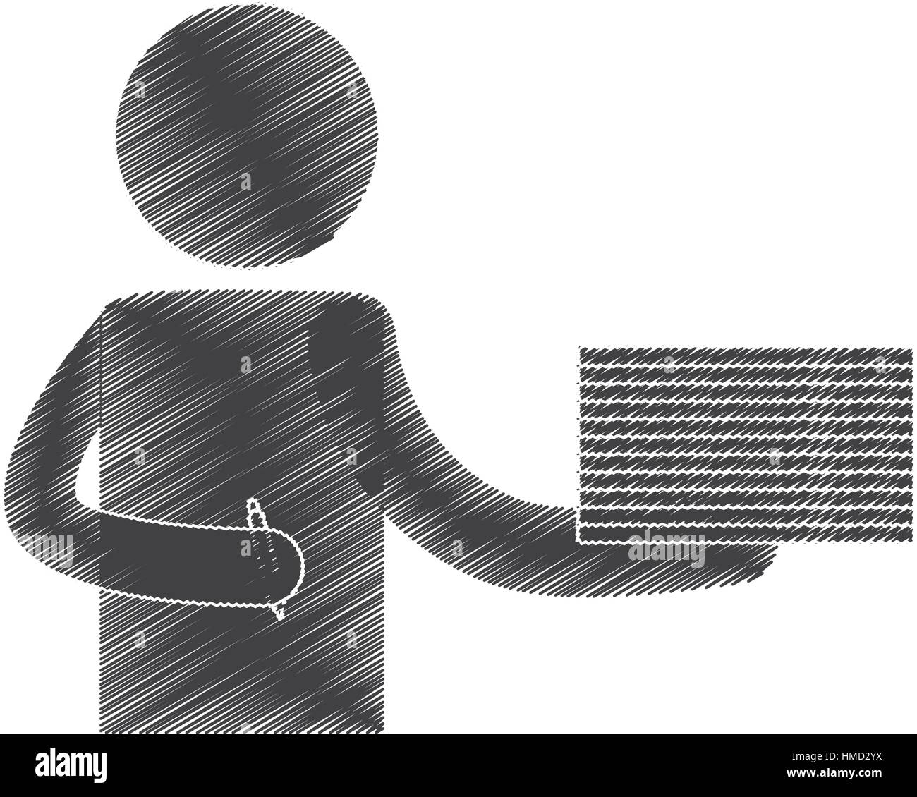 drawing man working papers pen figure pictogram vector illustration eps ...