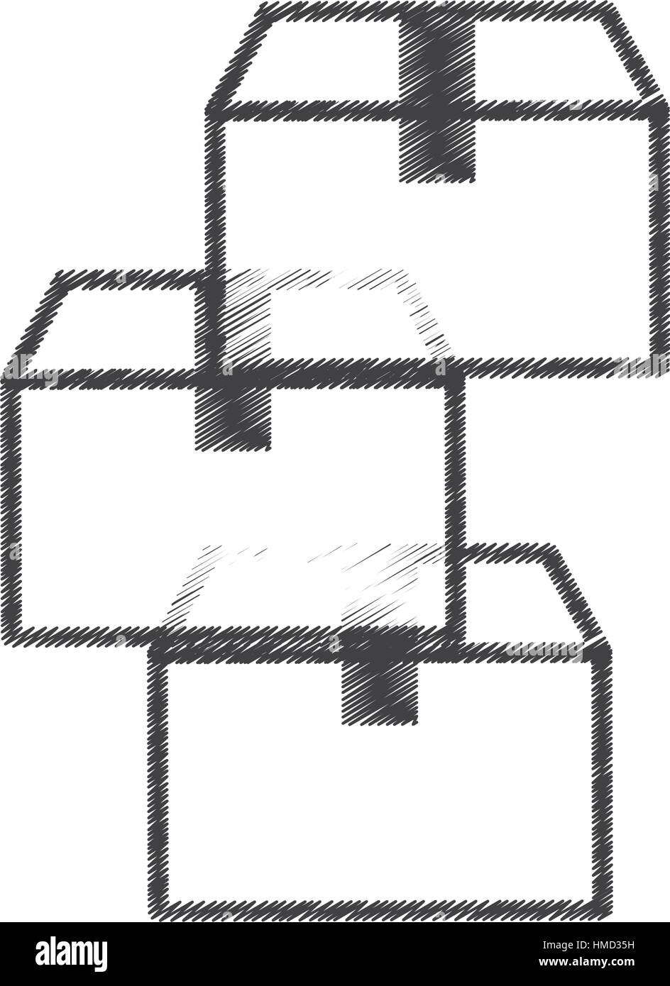 drawing pile delivery cardboard boxes vector illustration eps 10 Stock ...