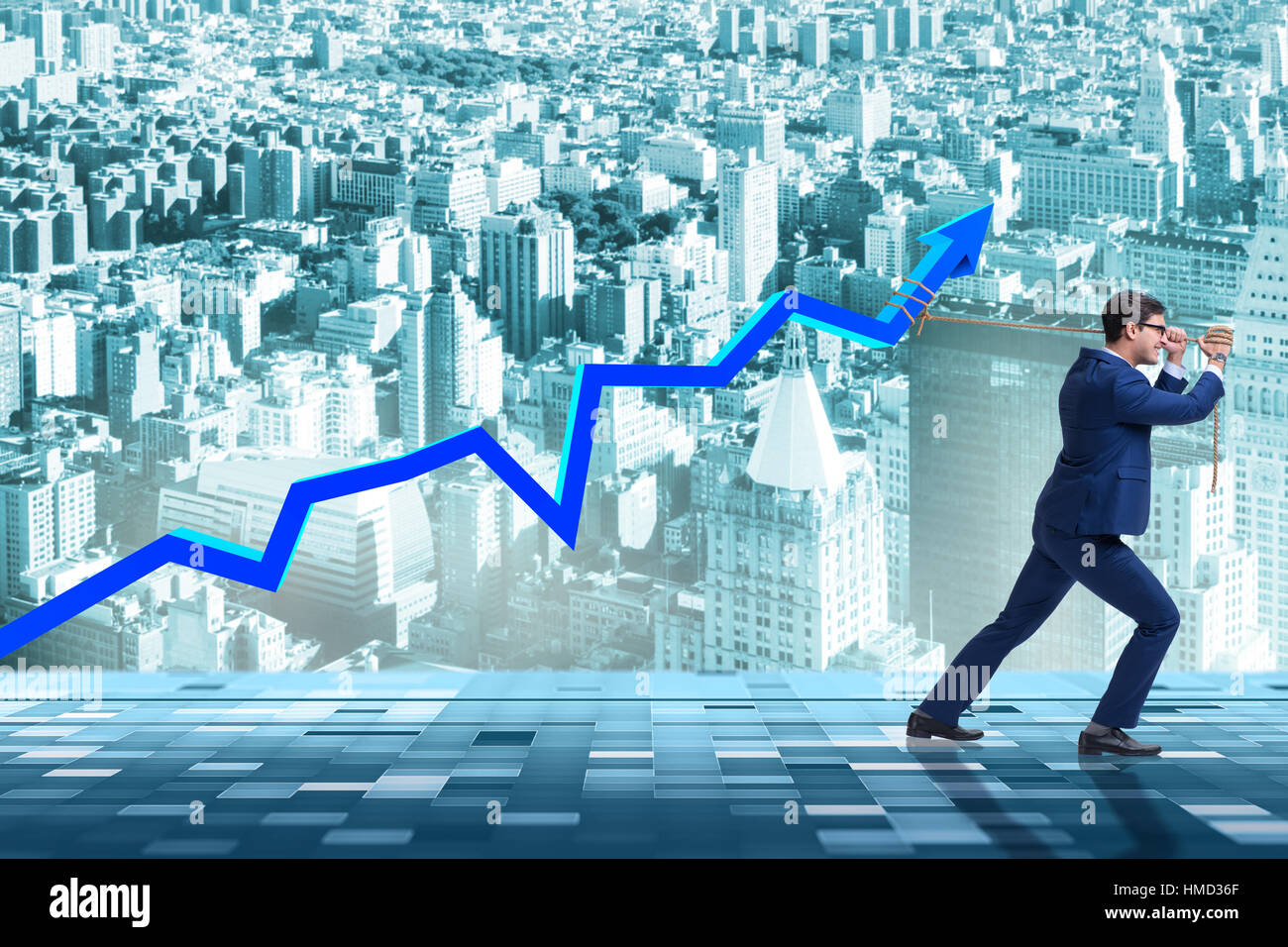 Businessman supporting increase in economy Stock Photo - Alamy
