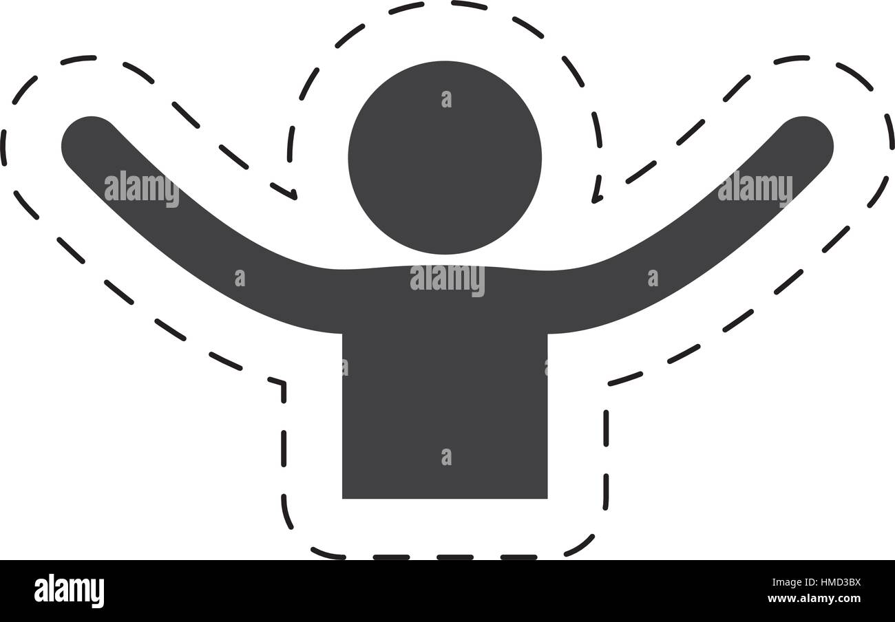 man happy hand open up joy figure pictogram vector illustration eps 10 ...