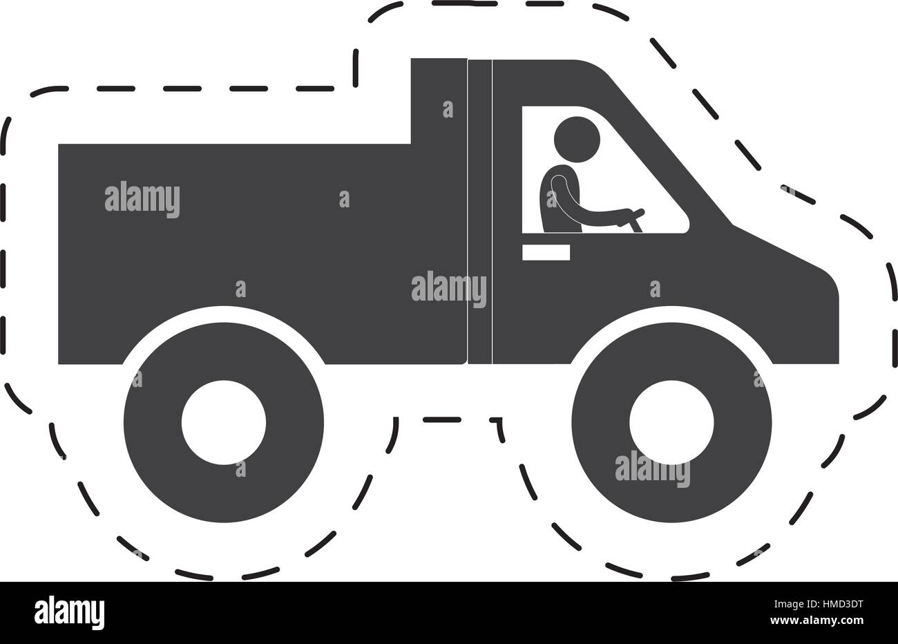 pictogram man worker drive truck transport cutting line vector ...