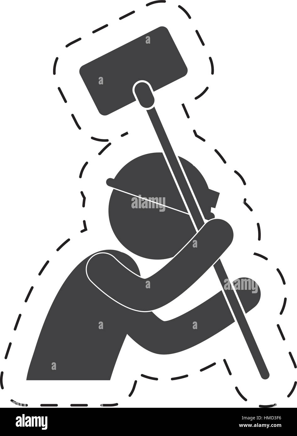 worker man mining tool helmet light figure pictogram vector ...