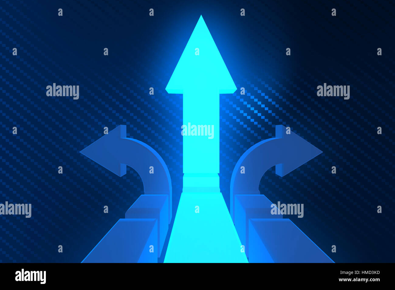 Road arrows at crossroads in difficult choice concept - 3d rendering ...