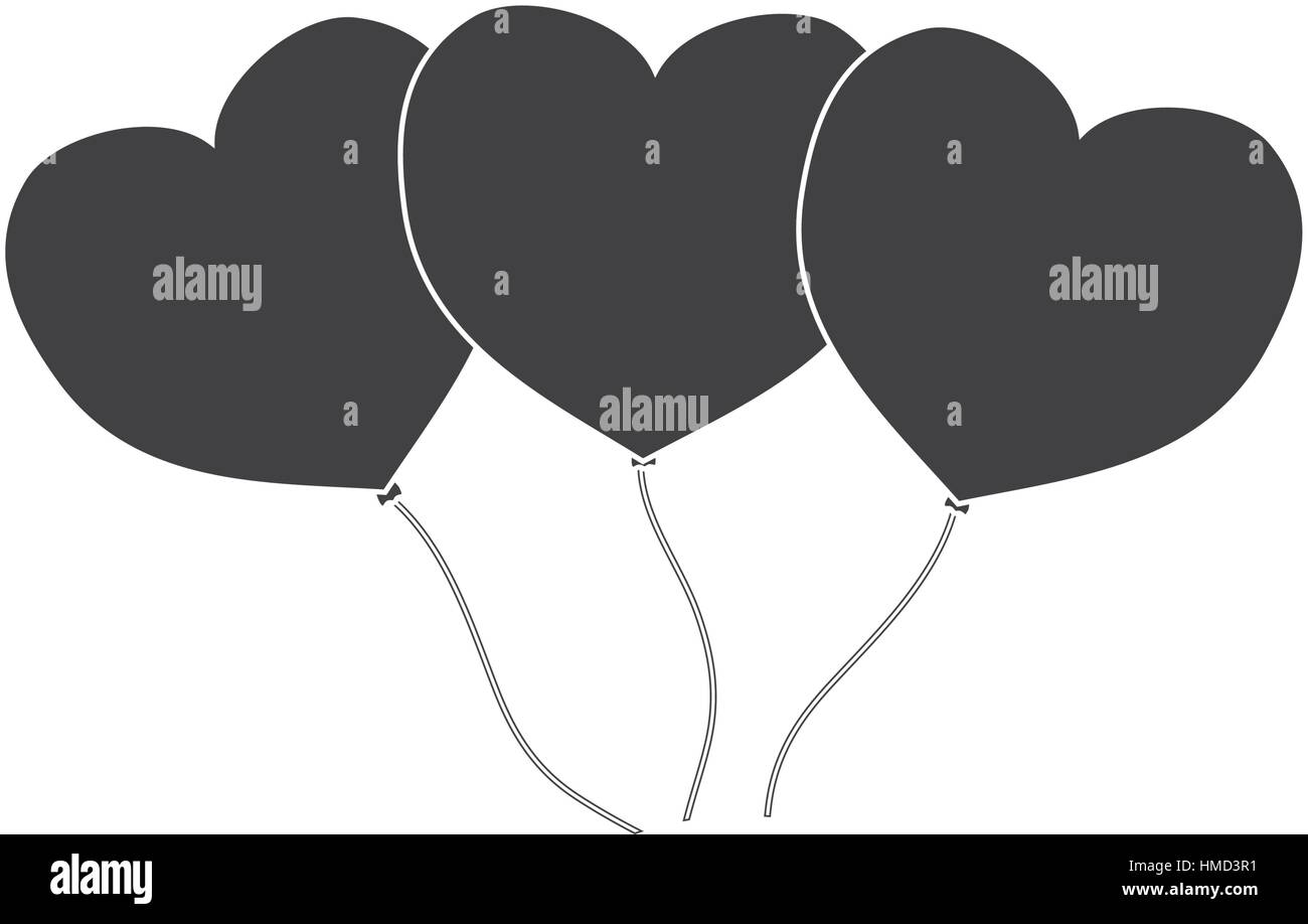 heart balloons love decoration pictogram Stock Vector Image & Art - Alamy