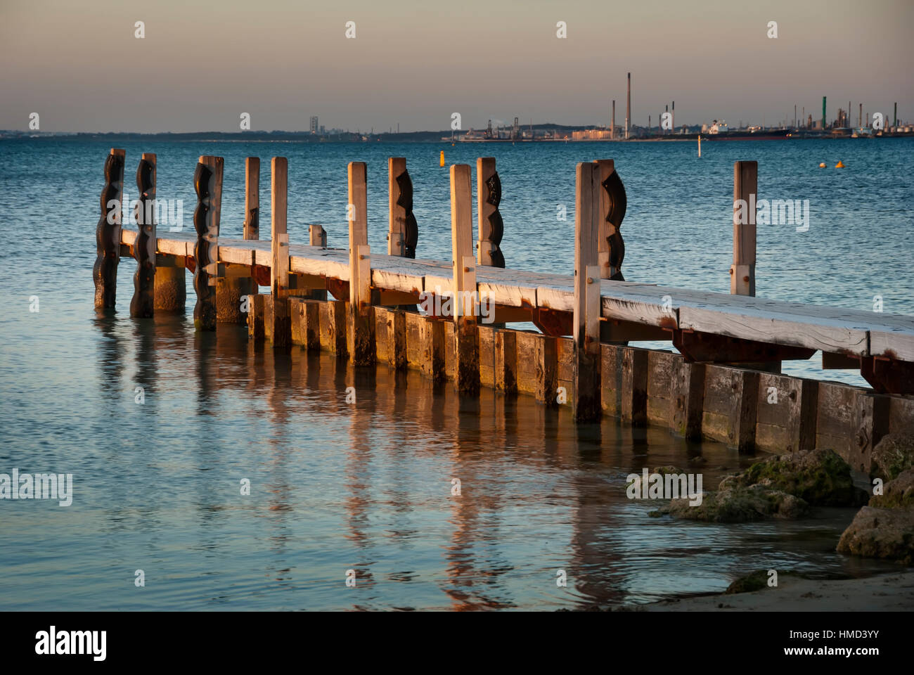 wooden jetty at boat ramp, late afternoon, Palm Beach, Rockingham ...