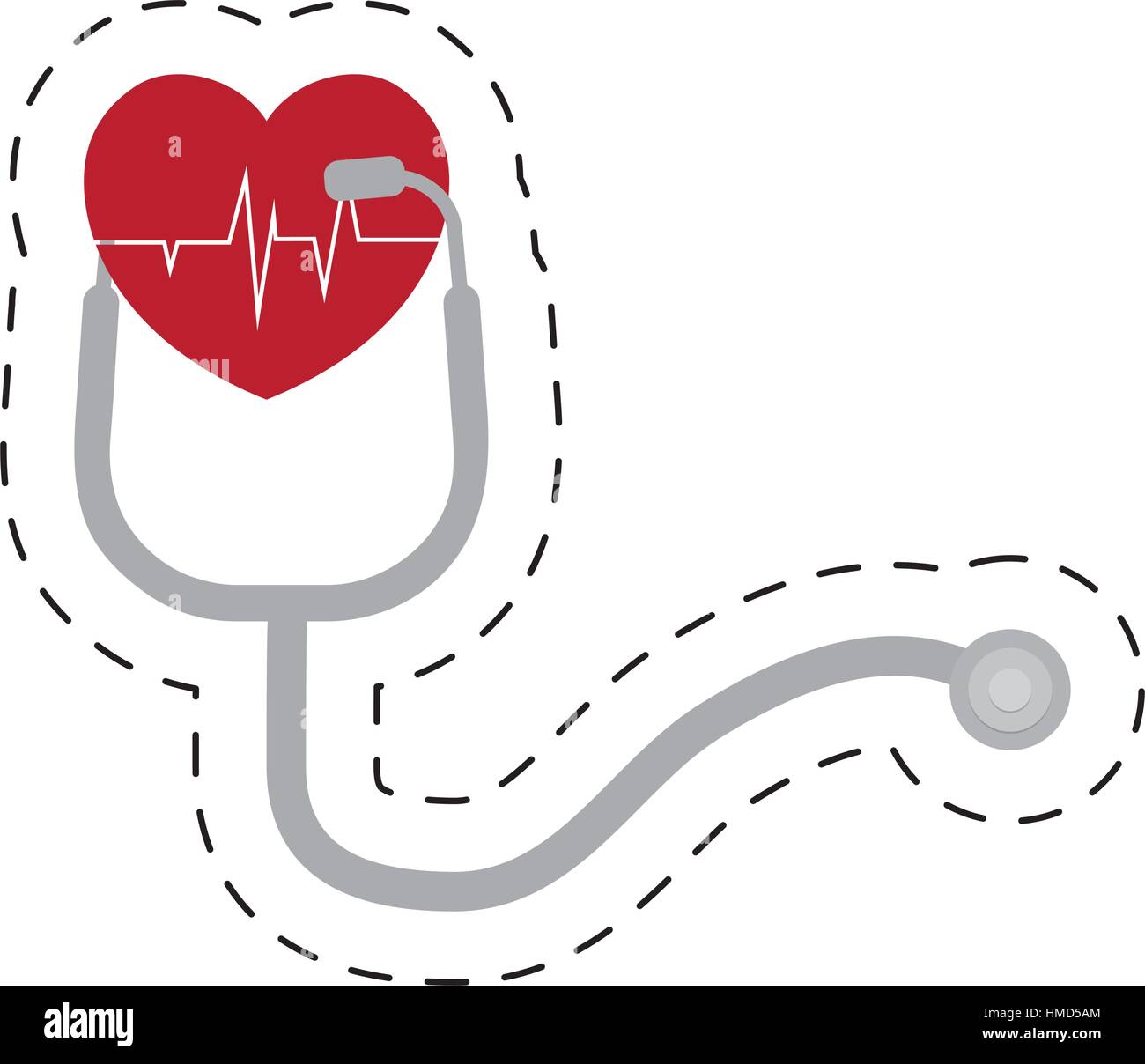 stethoscope pulse heart diagnosis cut line Stock Vector Image & Art - Alamy
