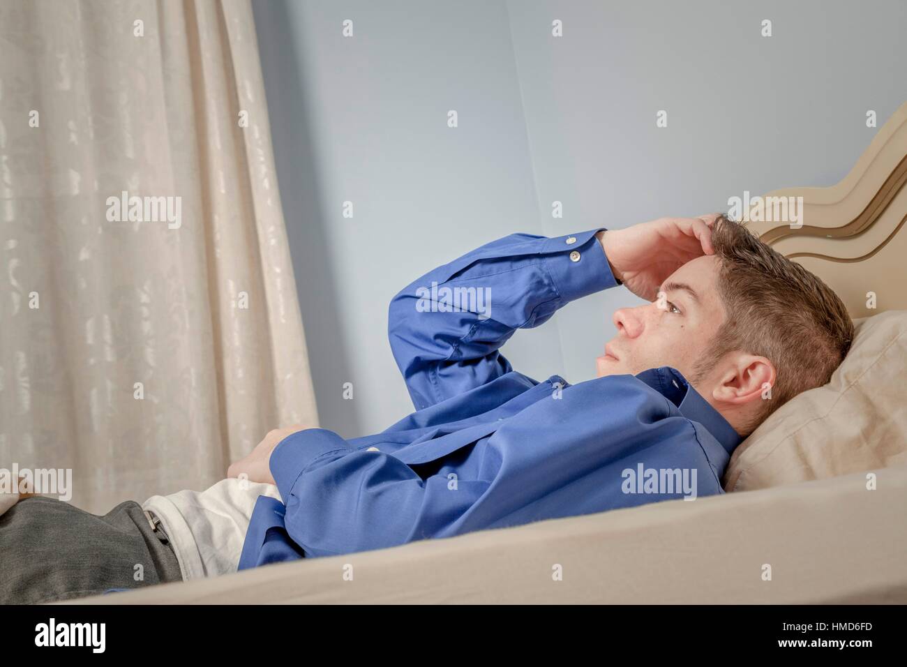 Man lying down profile hi-res stock photography and images - Alamy
