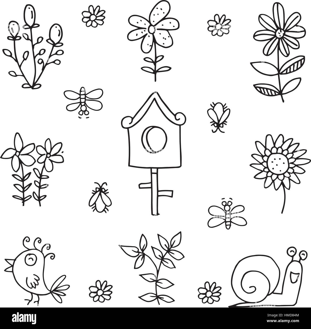 Hand draw of spring doodles Stock Vector Image & Art - Alamy