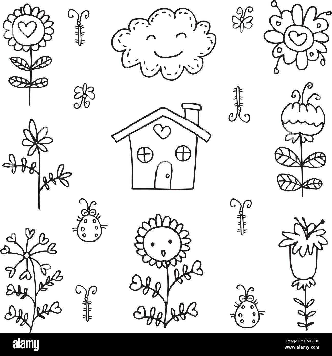 Vector art of spring doodles Stock Vector Image & Art - Alamy