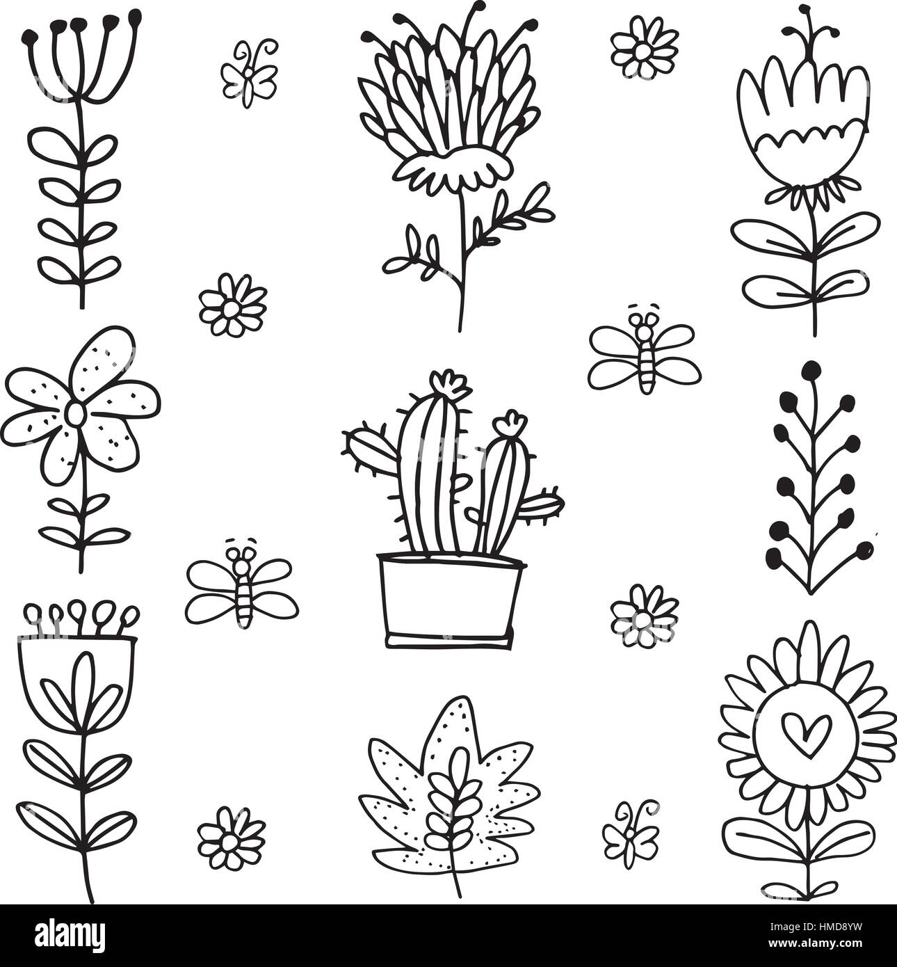 Vector art of spring set doodles Stock Vector Image & Art - Alamy
