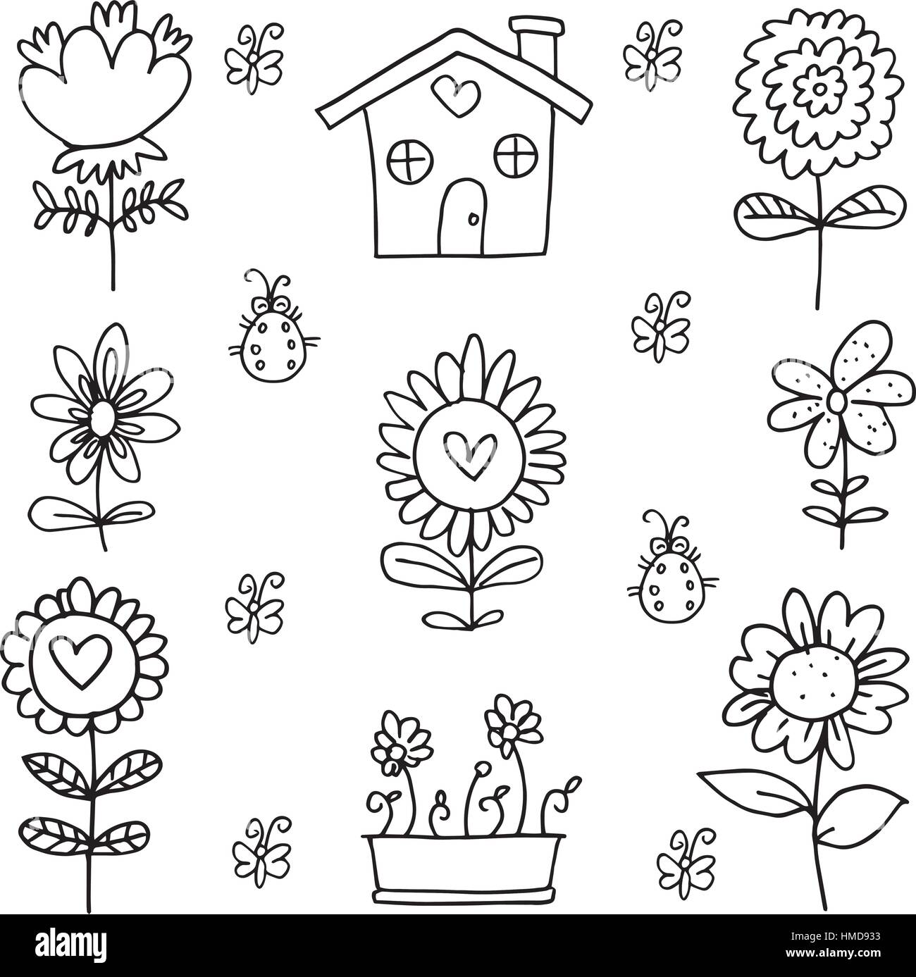 On white background spring doodles Stock Vector Image & Art - Alamy