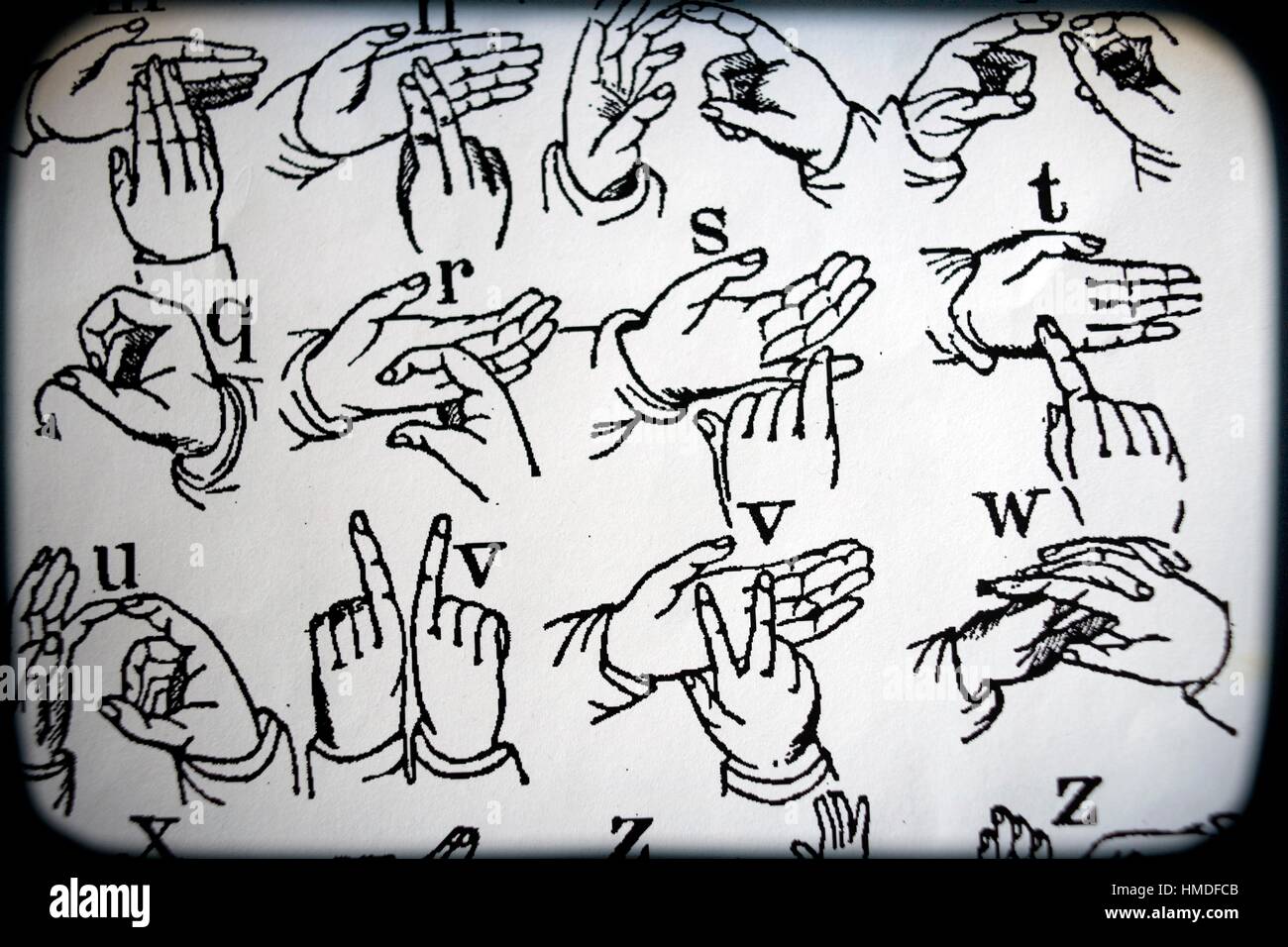 Graphic alphabet for deaf-mutes. Fingerspelling Stock Photo - Alamy