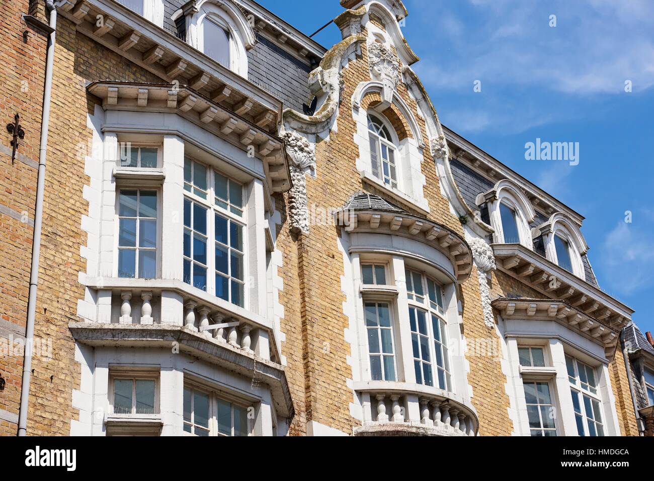 Flemish style homes in Ypres. West Flanders. Belgium Stock Photo - Alamy
