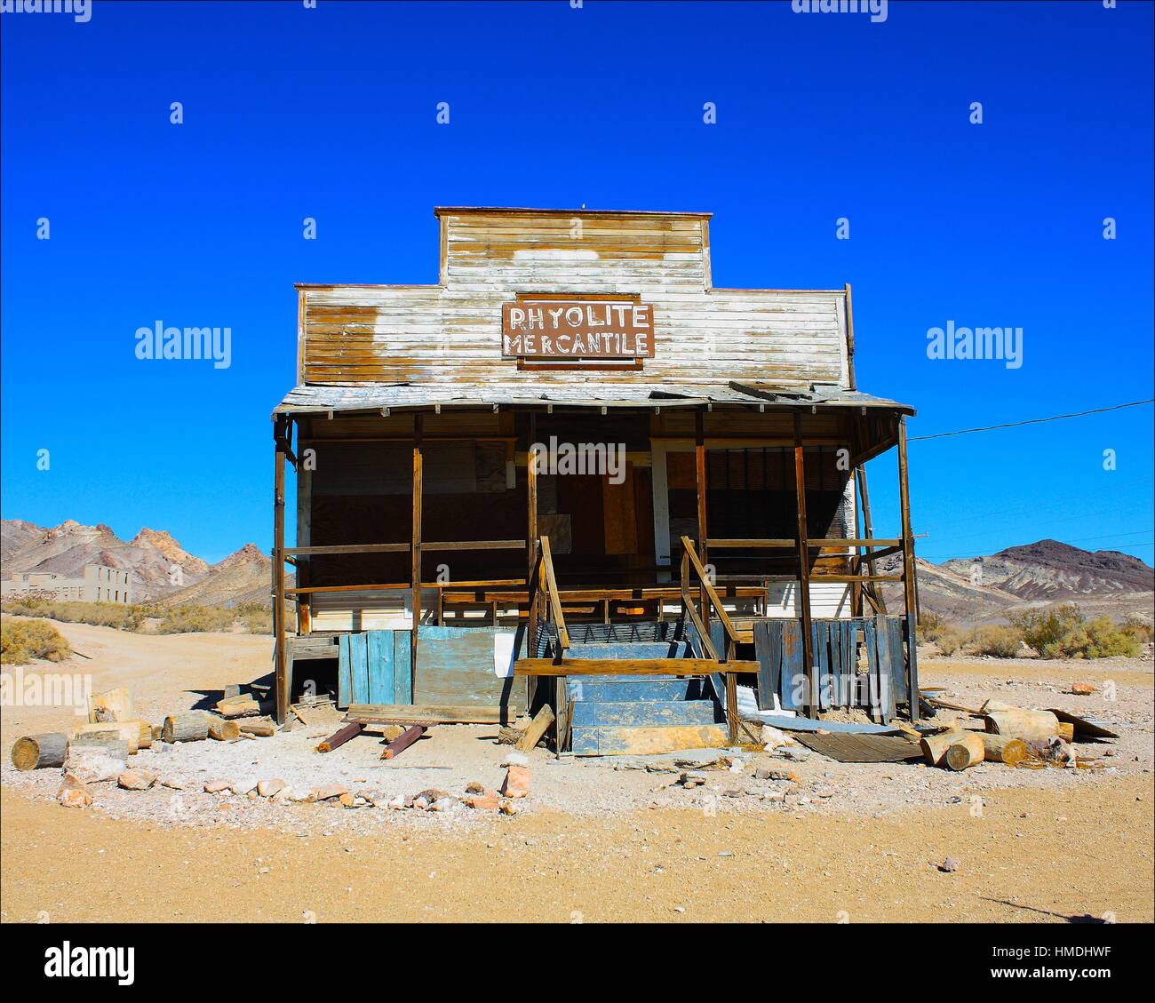 Rhyolite Mercantile, weathered and worn, still stands in Rhyolite, NV ...